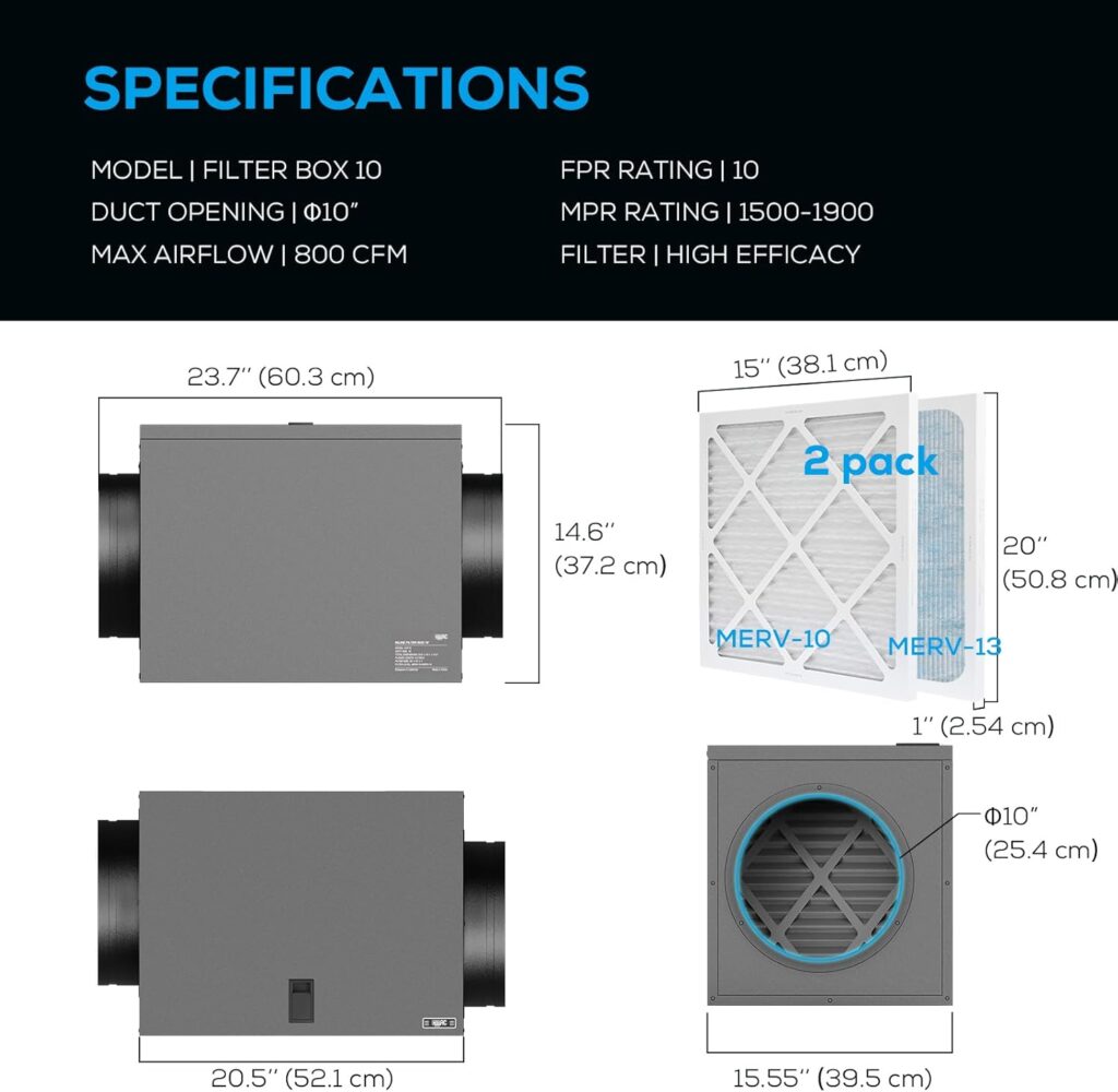 10-Inch Air Filter Box with High-Efficiency Fan Filter for Improved ...