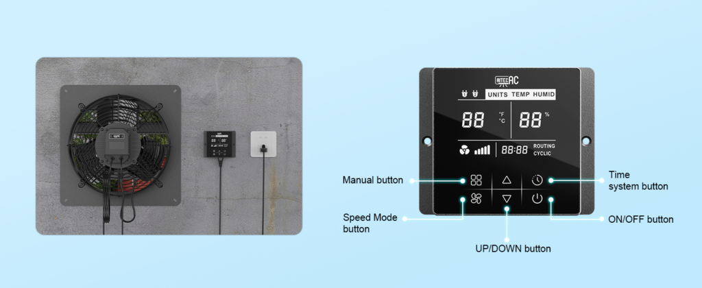 12 Inch Shutter Exhaust Fan with Temperature Humidity Controller