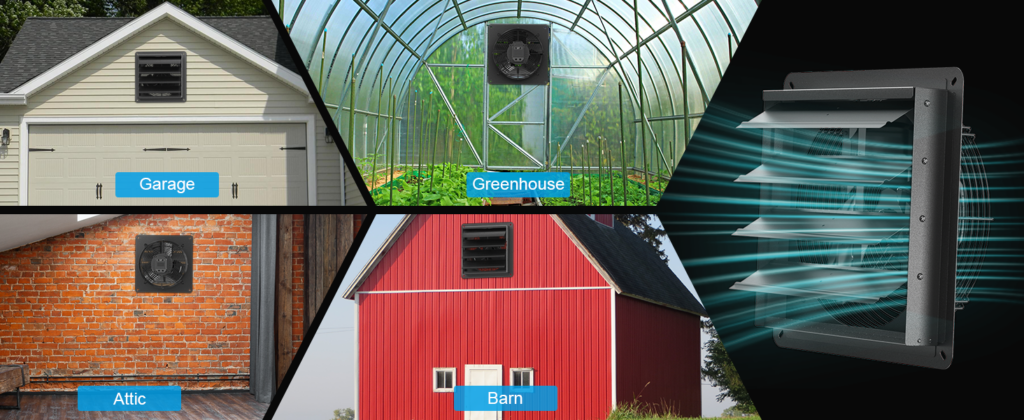 12 Inch Shutter Exhaust Fan with Temperature Humidity Controller